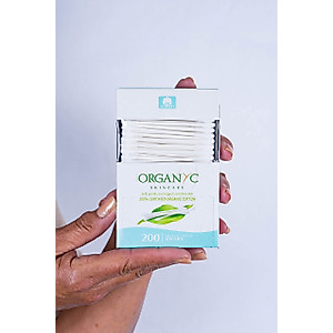 Organyc 100% Certified Organic Cotton Swabs - No Man-Made Materials, 200 Count, White