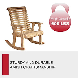Amish Heavy Duty 600 Lb Roll Back Pressure Treated Rocking Chair (Unfinished)