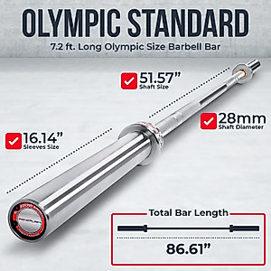 Iron Crush Olympic Barbell - Multifunction 7-Foot Weight Bar for Weightlifting, Powerlifting, CrossFit Training - No. 45 Steel, Chrome Finish - 750 lbs Max Load Capacity - Home Gym Fitness Equipment