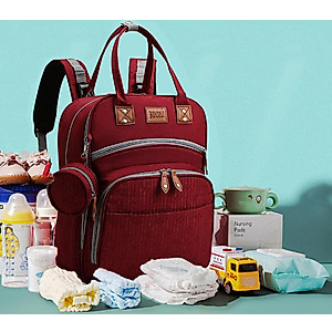 Vviitop Diaper Bag Backpack, Travel Baby Bags with Stroller Straps, Maternity Back Pack for Baby Large Internal Storage 13 Pockets for Mom and Dad (Red)