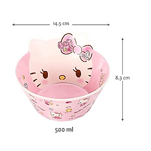 Hello Kitty Cute Pink Dinnerware Flatware Meal Set – Plate Bowl Cup Spoon, 4 pieces