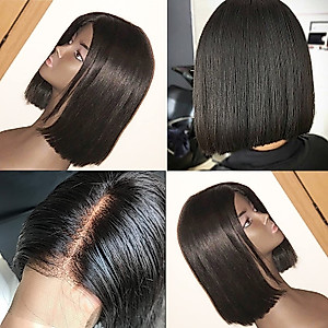 Arabella Bob Wig Human Hair 13X4 HD Lace Front Wigs Straight Wigs Pre Plucked with Elastic Bands Natural Hairline with Baby Hair (8inch, 13x4 Bob)