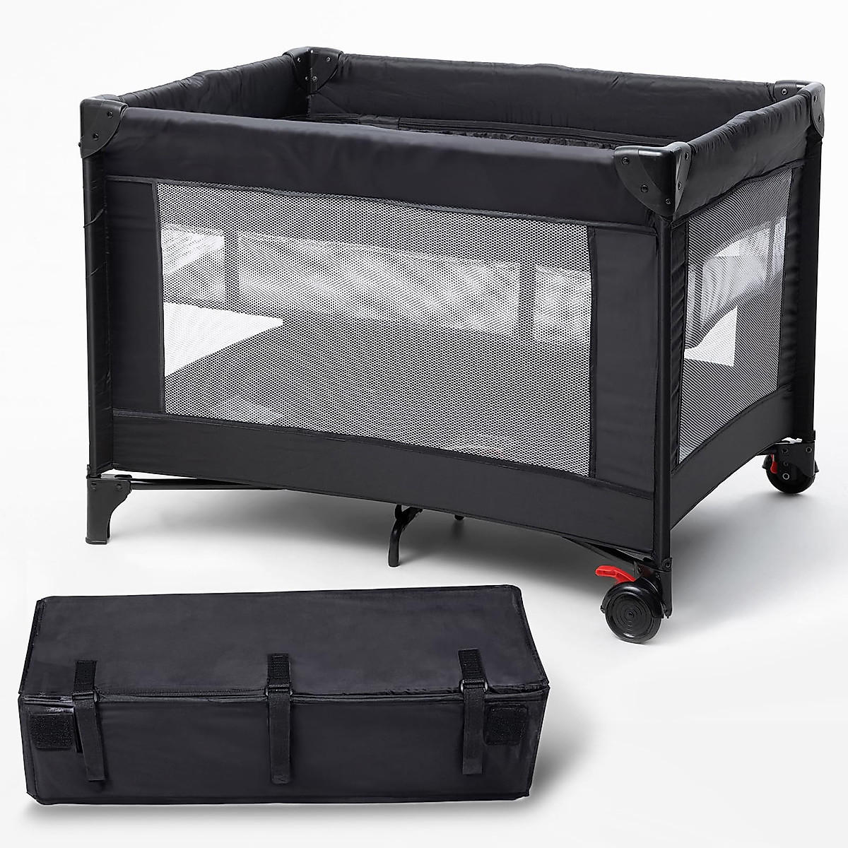 Babelio Pack and Play, One-Press Open Pack n Play with Bassinet, Portable Baby Playard for Travel