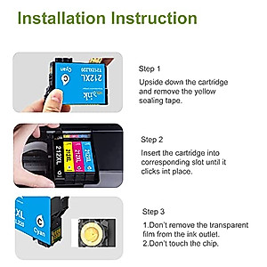 212XL New Upgraded Chips Ink Cartridges Remanufactured Replacement for Epson 212 T212XL Ink Cartridges for XP-4100 XP-4105 WF-2850 WF-2830 (BCMY, 4 Pack)