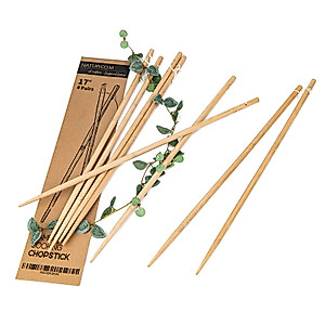 Naturoom 17 Inches Cooking Chopsticks, Set of 4 Pairs, Extra Long Bamboo Serving Chopsticks, Frying chopsticks, Hot Pot Chopsticks, Brown