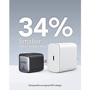 Anker USB C Charger, 713 Charger (Nano II 45W), GaN II PPS Fast Compact Foldable Charger for MacBook Pro 13, Galaxy S22/S22+/S22 Ultra/S21, Note 20/10, iPhone 13/Pro/Pro Max, Steam Deck, and More