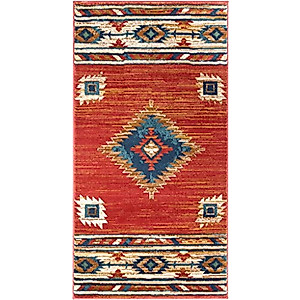 Well Woven Lizette Red Traditional Medallion Mat 2x4 (2'3" x 3'11")