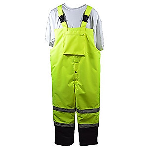 Petra Roc unisex adult Cargo ANSI ISEA 107 2015 Class E Waterproof Quilted Thermal Bib Rain Pants Size 5X, Lime/Black, 5X US