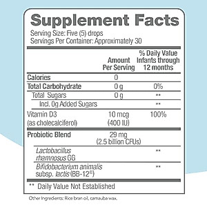 Culturelle Baby Immune & Digestive Support Probiotic + Vitamin D Drops, Helps Support Immune & Digestive Health in Babies, Infants & Newborns 0-12 Months, 30 Day Supply, Gluten Free & Non-GMO, 9ml