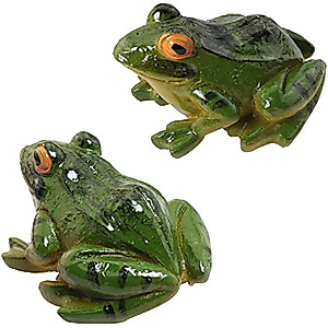 LUORNG 2pcs Resin Simulation Frog Statue Animal Sculpture 6.5x5.5x3.8cm for Home Garden Backyard Outdoor Decoration