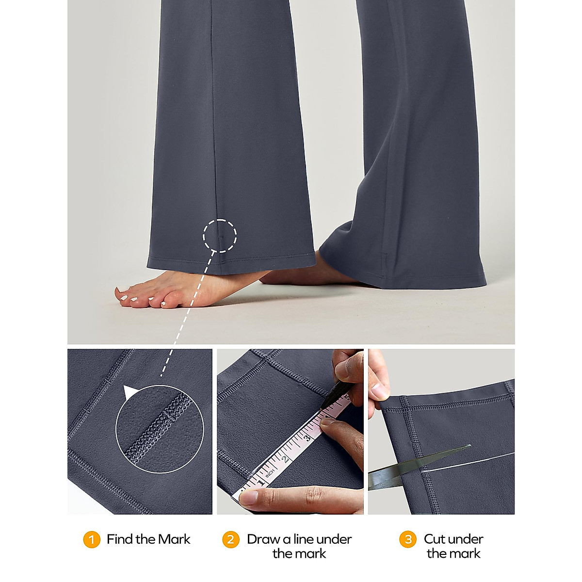 Ewedoos Yoga Pants Women High Waisted Pants with 3 Pockets Bootcut Yoga Trouser Style Yoga Pants Stretchy Work Pants Gray