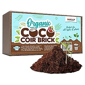 Compressed Coco Coir, 1 Pack Organic Coconut Coir, 1.4 Lb Coco Coir Brick, Coconut Soil with Low EC & pH Balance, Coco Fiber for Herbs & Flowers, High Expansion, Renewable Coconut Soil for Planting