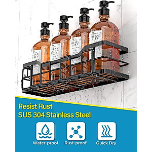 DILEASIR Shower Caddy Shower Organizer Set 5Pack Shower Shelf Adhesive Shower Shelves for Inside Shower with Soap Caddy Toothbrush Holder, Stainless Steel Bathroom Organizers Storage