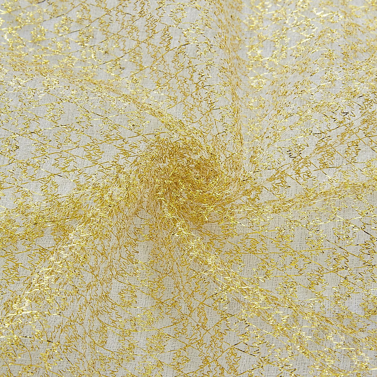 55 Inch Gold Metallic Mesh Fabric Shiny Gold Thin Mesh Gold Stretch Net Tulle Fabric for Party Birthday Wedding Wreath Swags and Christmas Tree Tables Decoration (Gold, 1 Yard (35x55 in))