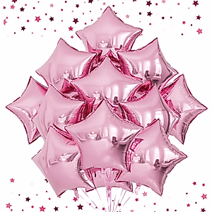 Adeyoo Pink Star Balloons,20Pcs 18 Inch Star Shaped Balloons Set,Large Foil Balloons Helium Mylar Balloons for Girl Christmas Birthday Wedding Anniversary Baby Shower Party Decorations Supplies