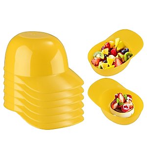 BEIJIALY 18 Pack Baseball Helmet Ice Cream Bowls,Parfait Cups Appetizer Cups,Mini Baseball Cap Bowls,Stackable Dessert Dishes for Party(Yellow)