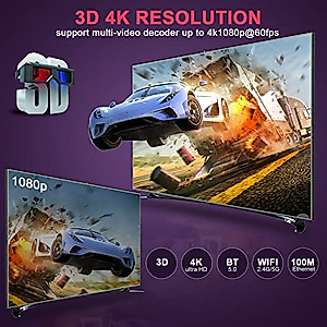 Android 12.0 TV Box, 4G RAM 32G ROM Android TV Box H618 with Dual 2.4G/5.8G WiFi, BT 5.0+ Quad-Core 64 Bits 4K UHD H.265 Ethernet LAN 3D TV Box with Backlit Keyboard Set Top TV Box