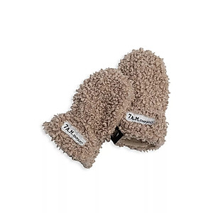 7AM Baby Hat & Mittens Set - Unisex Fleece Lined Hat & Mittens for Newborn, Waterproof, Soft & Warm Baby Winter Hat & Gloves Set, Soft & Fluffy Vegan Hat & Mittens | Cub Set, Teddy (12-24M)
