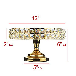 LINDLEMANN - Shiny Cake Stand - Decorative Metal Cake Holder w/Spatula - Round Stand w/Mineral Crystals -Serving Plate Dessert Table Display - Easter Dessert Tray-Rose Gold(12 in)