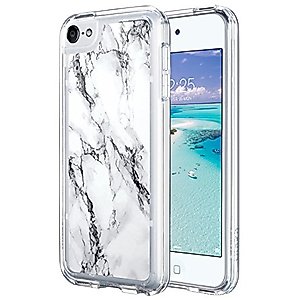 ULAK iPod Touch 7 Case, iPod Touch 6 Case Marble, iPod Touch 5 Case Slim Anti-Scratch Clear Case with Shockproof Bumper, Hybrid Protective Cases for iPod Touch 7th/6th/5th Generation, Marble Pattern