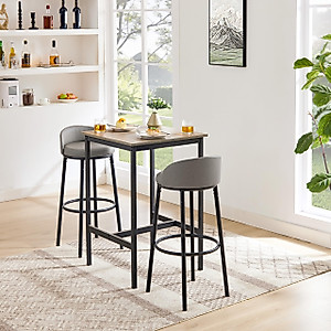 Tiokop Set of 2,Barstools with Back and Footrest,29.3 Inches Tall Seat, Dining Room,Bistro,Modern Armless Kitchen Island Stool,Breakfast Bar Chairs,Solid and Stable,Grey and Black