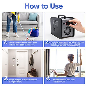 Ozone Generator 35,000mg/h, Ozone Odor Eliminator Machine for Home Car, Ultra-Powerful Ozone Generator for Comprehensive Odor Elimination Black