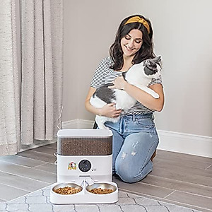 Automatic Cat Food Dispenser - with 1080p Wide Angle Smart Camera and WiFi - Automated Pet Feeder - Auto Timed Function with Portion Control - Dual Dishes for Multiple Cats