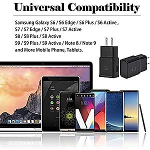 Samsung Adaptive Fast Charging Wall Charger Adapter Compatible with Samsung Galaxy S6 S7 S8 S9 S10 / Edge/Plus/Active, Note 5,Note 8, Note 9 and More (2 Pack) ChiChiFit Quick Charge (Black)