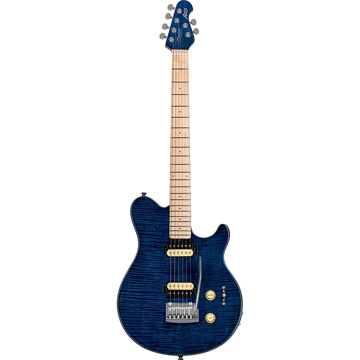 Sterling by Music Man 6 String Solid-Body Electric Guitar, Right, Neptune Blue (AX3FM-NBL-M1)