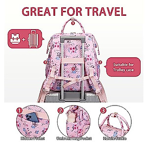 HIDDS Laptop Backpack Girls 15.6 Inch Bundle with Women Purses Backpack College School Bag Baby Diaper Backpacks