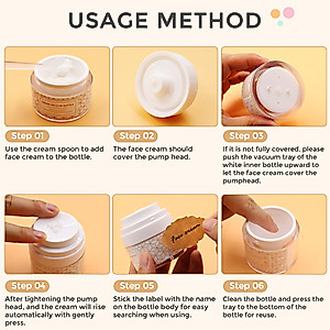 3pcs Airless Pump Jars for Lotions and Creams, 0.5/1/1.7oz Airless Cosmetic Pump Container, Cream Jar Vacuum Bottle Dispenser, Refillable Airless Pump Bottles for Lotions and Creams