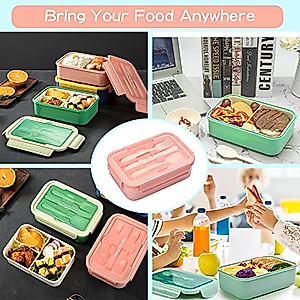 TGGDGG Bento Boxes for Adults - 1400 ML Bento Lunch Box for Kids Children with Spoon & Fork, Lunch Containers Durable with Compartments Sauce Container for On-the-Go Meal, Food-Safe Materials (Pink)