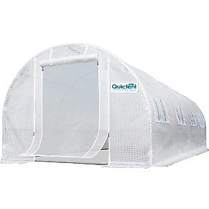 Quictent Upgraded 20x10x6.6 FT Large Walk-in Greenhouse for Outdoors, Heavy Duty High Tunnel Green House w/ PE Cover 2 Zipper Screen Doors Galvanized Steel Frame Garden Plant Hot House 20 Stakes White