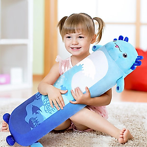 KMUYSL Axolotl Long Plush Pillow, 28" Soft Stuffed Animal Plush, Cute Plush Pillow, Kawaii Stuffed Plushies Dolls for Girls Kids, Chrismas Birthday Gift, Blue (Blue-28Inch)