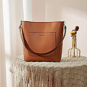 BROMEN Hobo Bags for Women Designer Shoulder Bucket Brown and Women Wallets Brown Bundle