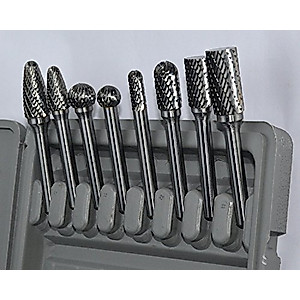 KOTVTM Carbide Burrs Set with 1/4 Inch Shank 8pcs Double Cut Rotary Burr File Drill Bits for Die Grinder Bits Metal Wood Carving, Engraving, Polishing, Drilling…