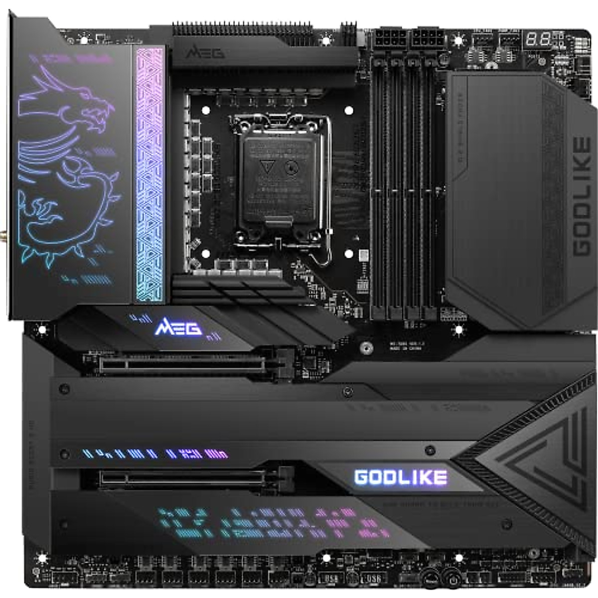 MSI MEG Z790 GODLIKE Gaming Motherboard (Supports 12th/13th/ 14th Gen Intel Processors, LGA 1700, DDR5, PCIe 5.0, M.2, 10Gbps LAN, USB 3.2 Gen2, Wi-Fi 6E, Bluetooth 5.3, Thunderbolt, E-ATX)