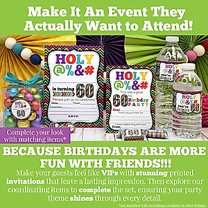 HOLY @% 60th Birthday Party Invitations, 20 Funny 5x7 Fill In Cards with Twenty White Envelopes for Milestone Birthdays by AmandaCreation