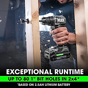FLEX 24V Brushless Cordless 2-Tool Compact Combo Kit: 1/2-Inch 2-Speed Drill Driver and 1/4-Inch Hex Impact Driver with (2) 2.5Ah Lithium Batteries and 160W Fast Charger - FXM205-2A
