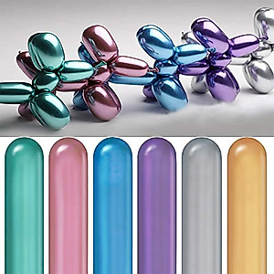 Metallic Latex 260Q Balloons for Twisting Animals Flowers to Decor Birthday Wedding Engagement Anniversary Festival Picnic or any Friends & Family Party 100 pcs-Multicolored…