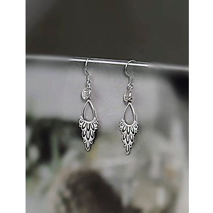 White gold plated 925 Sterling Silver Bohemia Chandelier Filigree Dangle &Drop Earrings for women 1.9Inches long