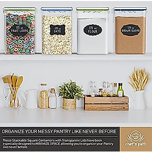 Chef's Path Extra Large Plastic Food Storage Containers with Lids for Flour & Sugar (4 PC, 175 Oz) - Airtight Kitchen & Pantry Organization for Bulk Food Storage, BPA-Free Kitchen Canisters