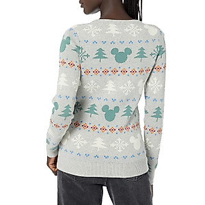 Amazon Essentials Disney | Marvel | Star Wars Women's Lightweight Crewneck Sweaters, Mickey Fair Isle - Womens, Large