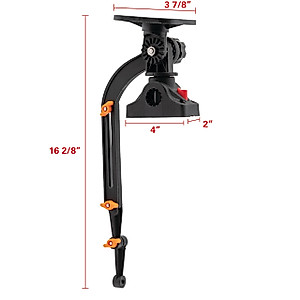 Extreme Max 3006.8669 Universal Fish Finder Head Unit & Transducer Arm Rod Holder Mount for SUPs & Kayaks, Black
