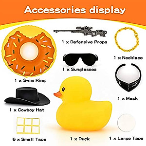Zelobely Ducks for Cars - Rubber Duck for Dashboard of Car, Yellow Duck Car Dashboard Decorations, Squeak Ducks Car Ornaments Car Décor Accessories with Hat Swim Ring Necklace Sunglasses for Décor