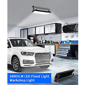 150W LED Shop Lights for Garage 1000W Equiv, 18000lm Very Bright LED Work Light, IP66 Waterproof Outdoor Flood Light with Plug, 5000K White High Bay Light for Workshop Yard Garage Factory (2 Pack)