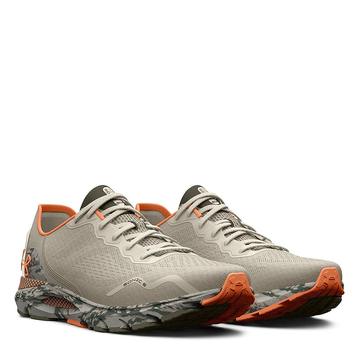 Under Armour Women's HOVR Sonic 6 Camo, (100) Summit White/Summit White/Orange Tropic, 9, US