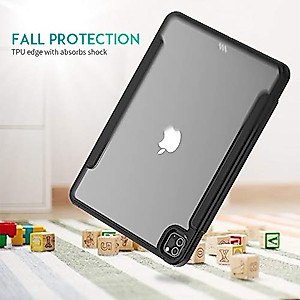 OKUT Smart Case for iPad Pro 12.9" 2020 & 2018,Heavy Duty Protective Cover with Pencil Holder/Tri-Fold Stand/Auto Sleep-Wake/Protector -Black……