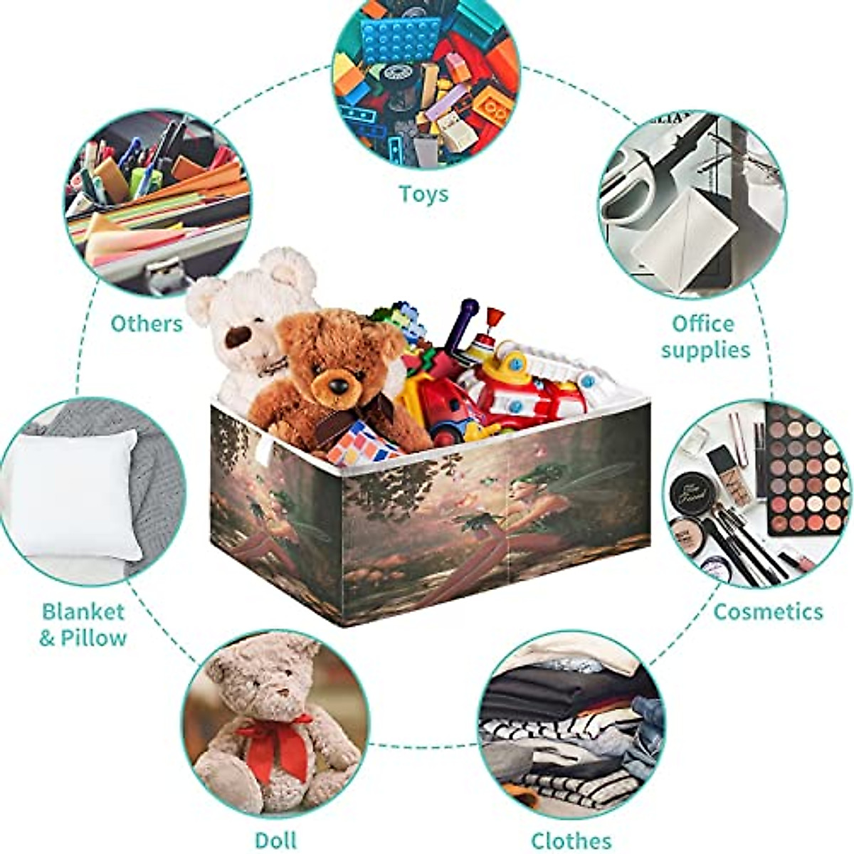 visesunny Closet Baskets Fairy Girl with Wing and Butterfly Storage Bins Fabric Baskets for Organizing Shelves Foldable Storage Cube Bins for Clothes, Toys, Baby Toiletry, Office Supply