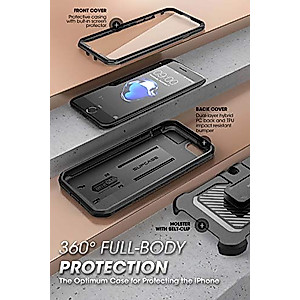 SUPCASE Unicorn Beetle Pro Series Case for iPhone SE (2022)/ iPhone SE (2020)/ iPhone 7/ iPhone 8, Built-in Screen Protector Full-Body Rugged Holster & Kickstand Case (Black)